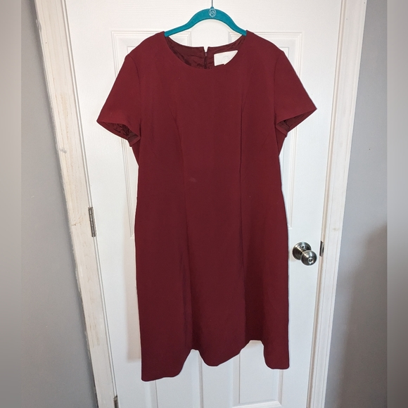 Hugo Boss | Dresses | Hugo Boss575 Dipela Red Woven Crew Neck Dress ...